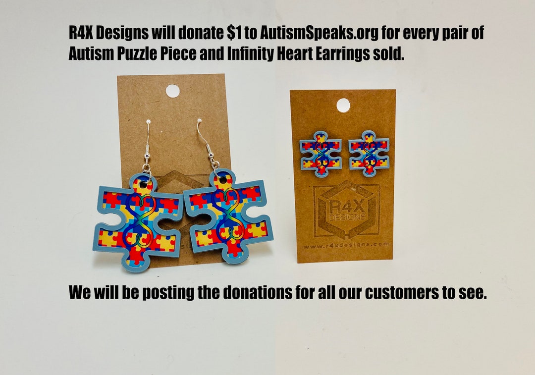 Autism Puzzle Piece and Infinity Heart Double Sided Layered - Etsy