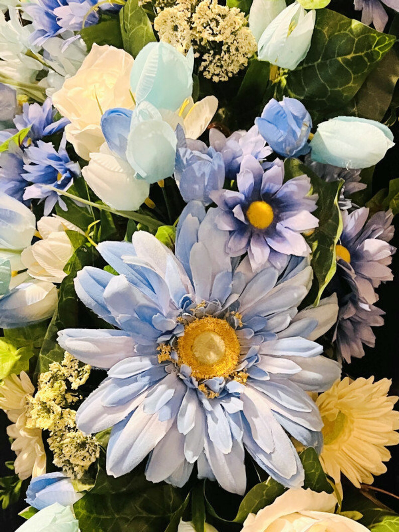 XXL 51 in Spring Baby Blue Daisy Tulip Rose Forsythia Wreath - Etsy