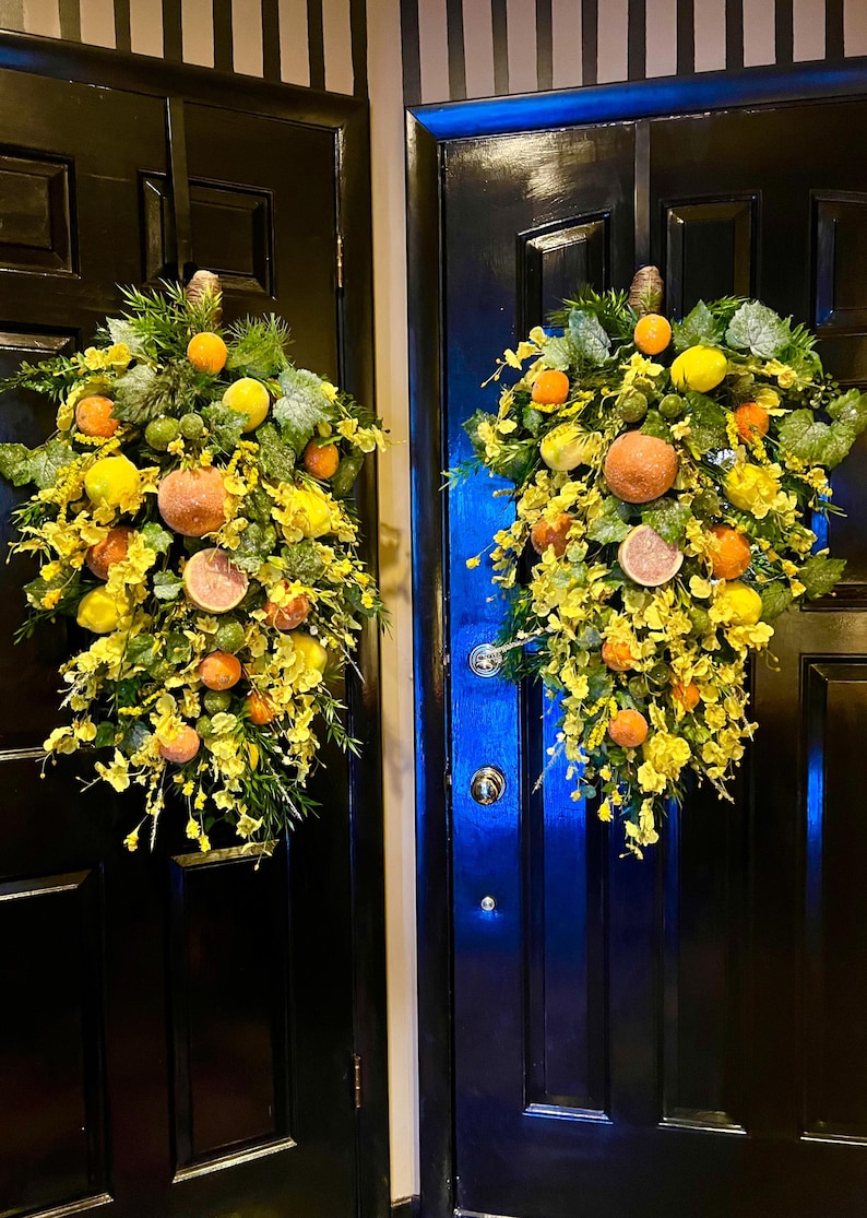 Made to Order XXL Sugared Lemon, Lime, Orange Door Swag: Yellow Orchid ...