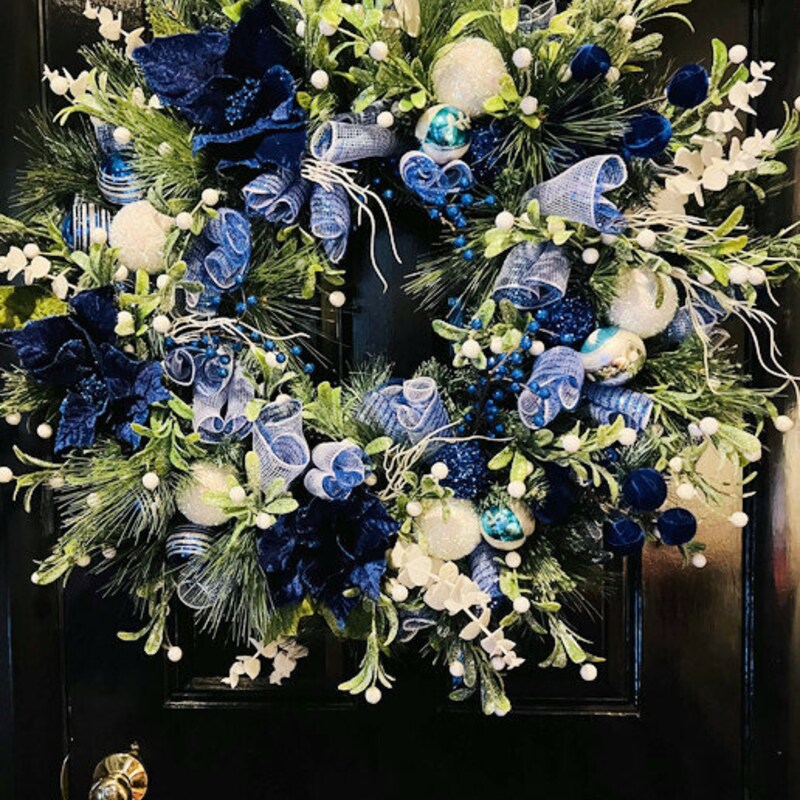 Blue Christmas Wreath - Etsy