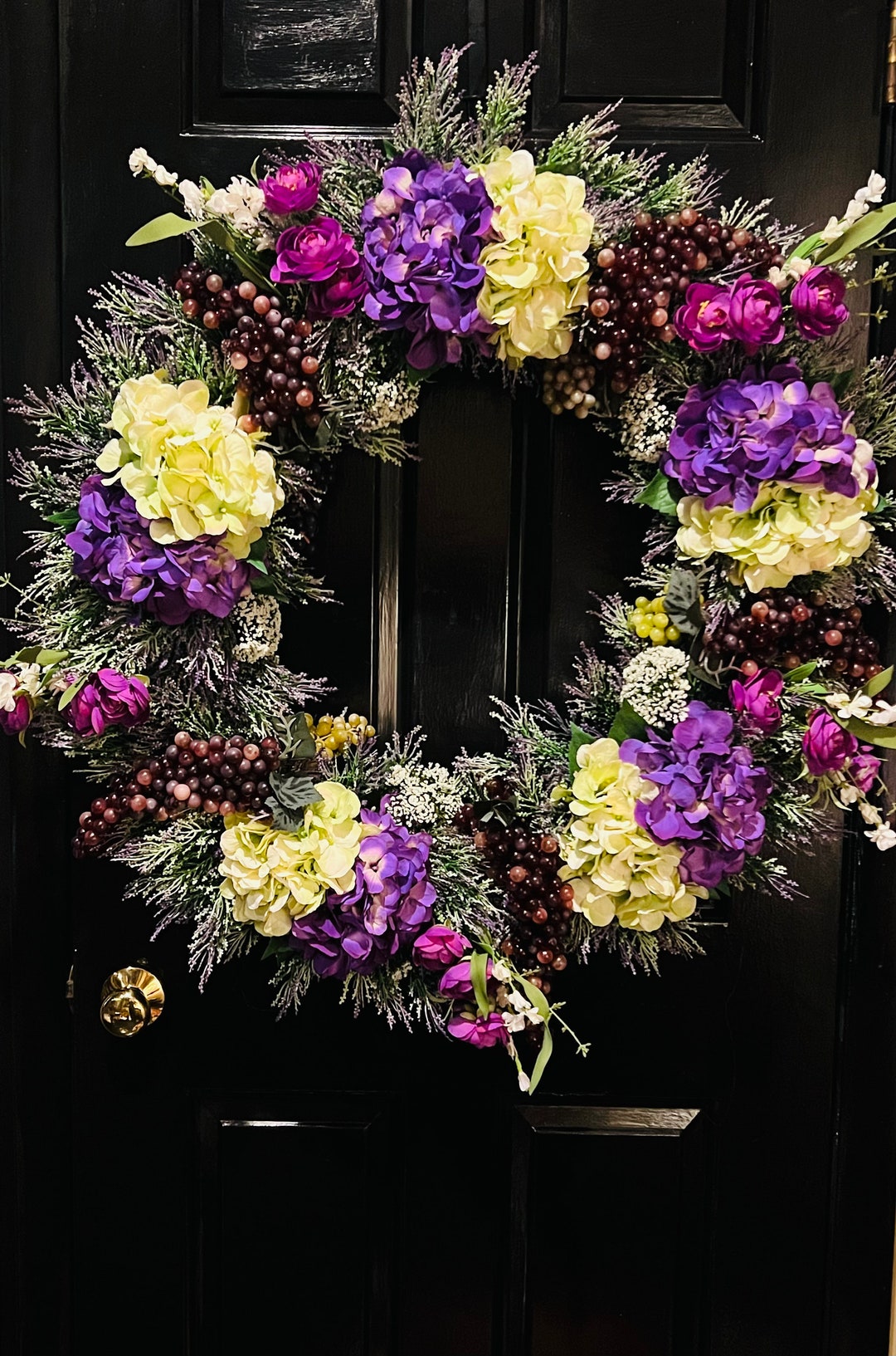Made to Order XXL Luxury Tuscan Purple Hydrangea, Green Hydrangea, Real ...