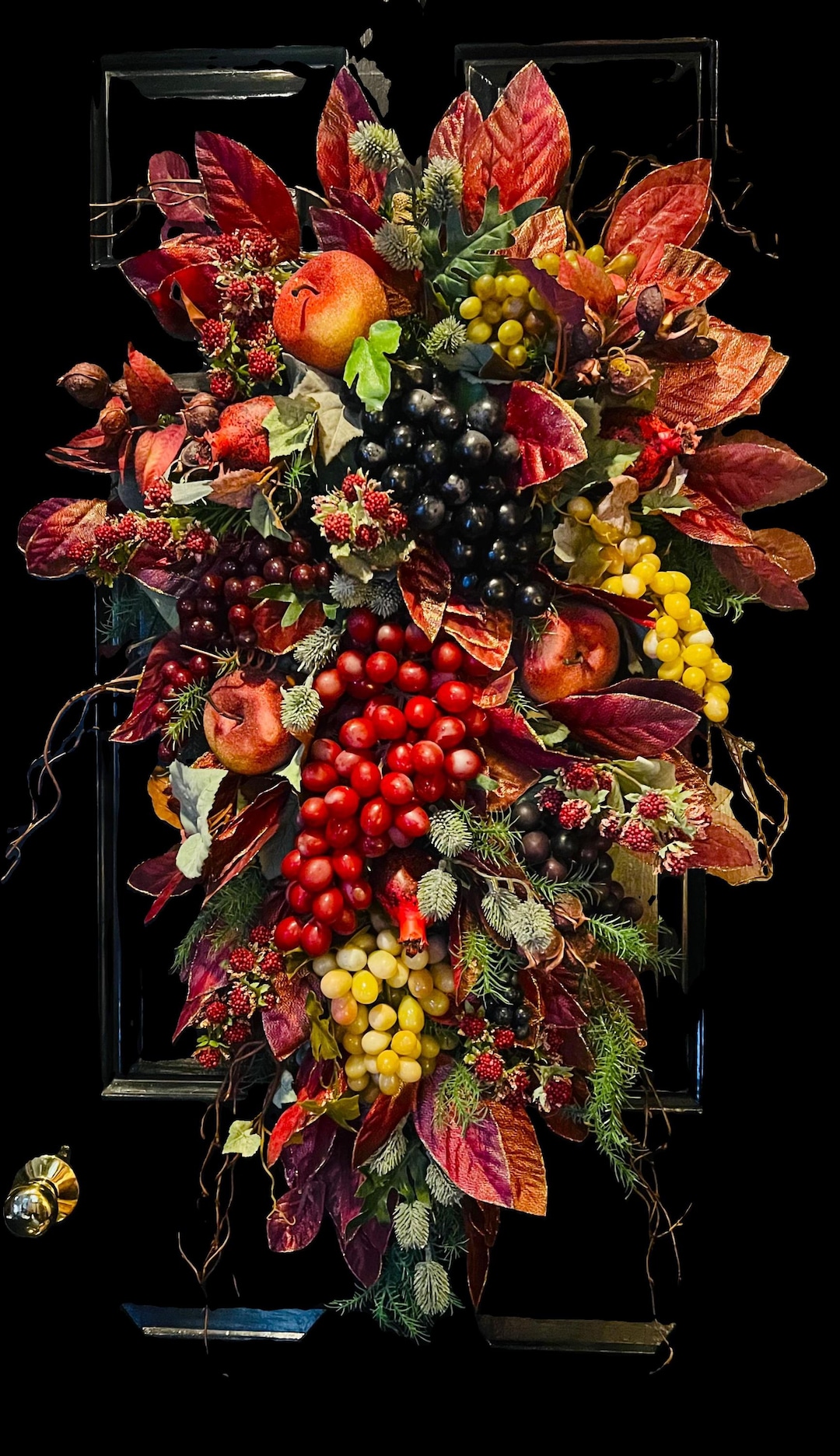 Made to Order Luxury Tuscan Fruit Wreath: Sugared Apples, Vintage Grape ...
