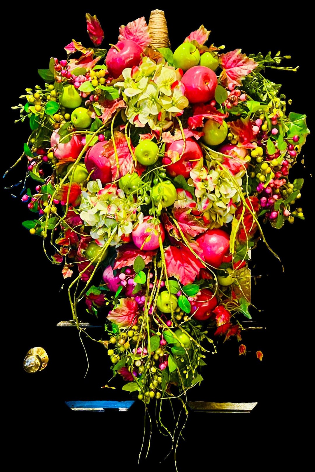 Made to Order Green Hydrangea and Pink Apple Door Swag: Spring Summer ...