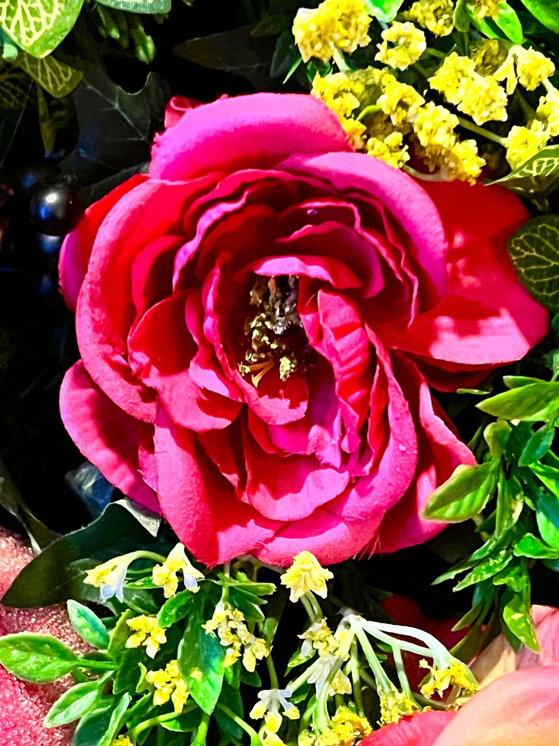 XXL Real Touch Rose & Sugared Fruit Wreath: Pink and Yellow Floral ...