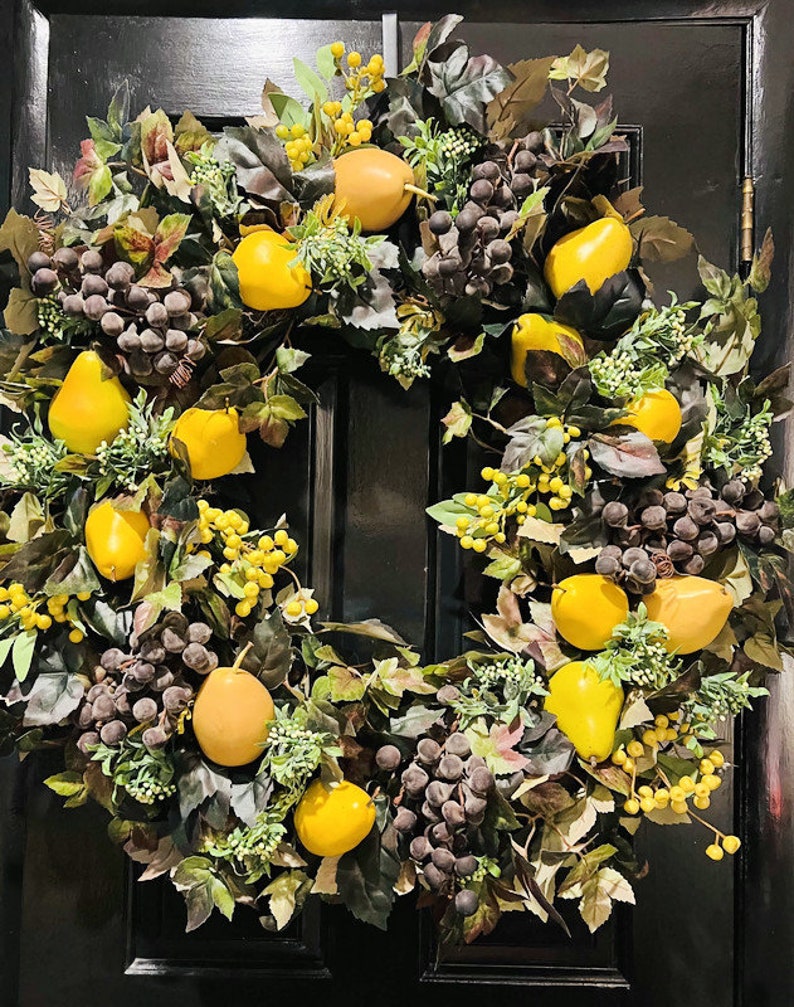 XXL Tuscan Fruit Wreath: Vintage Grape & Pear Wreath, Elegant Kitchen ...