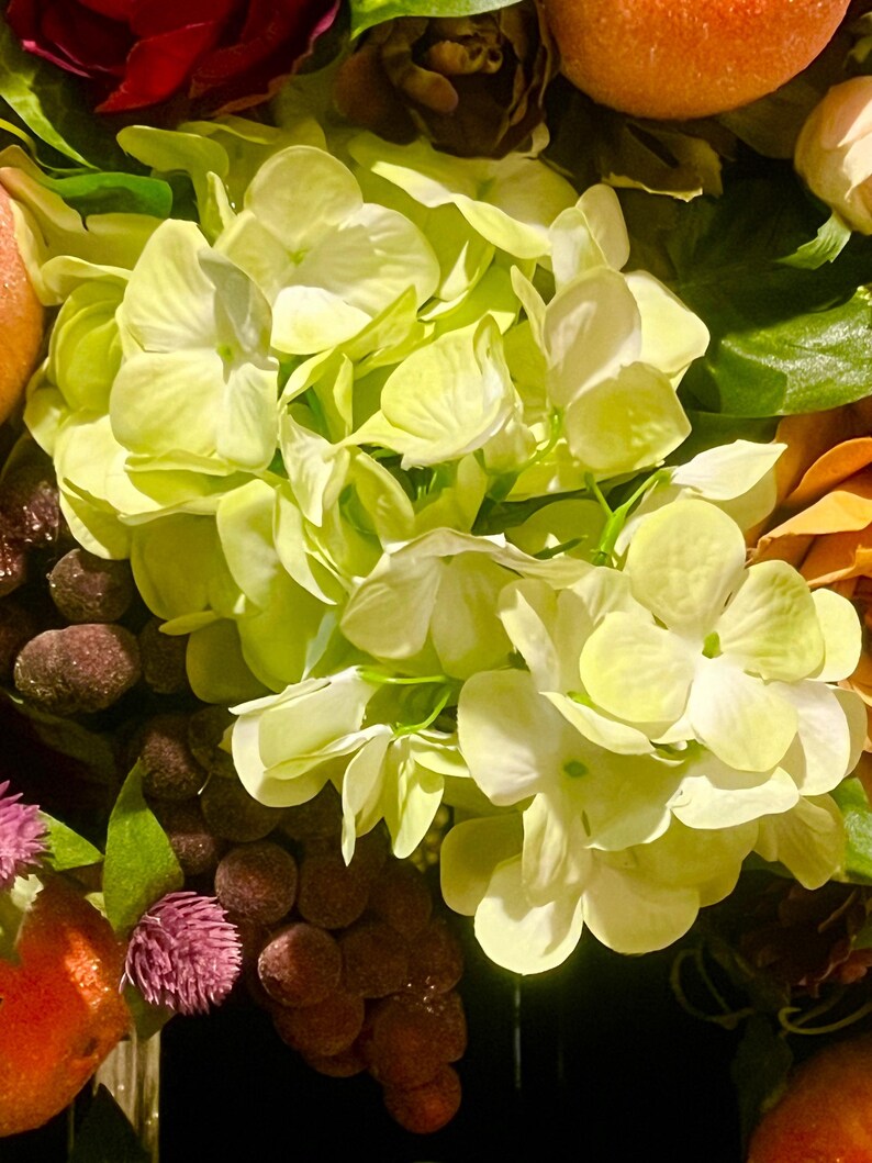 XXL Tuscan Hydrangea, Rose, Grape and Sugared Peach Wreath: Real Touch ...