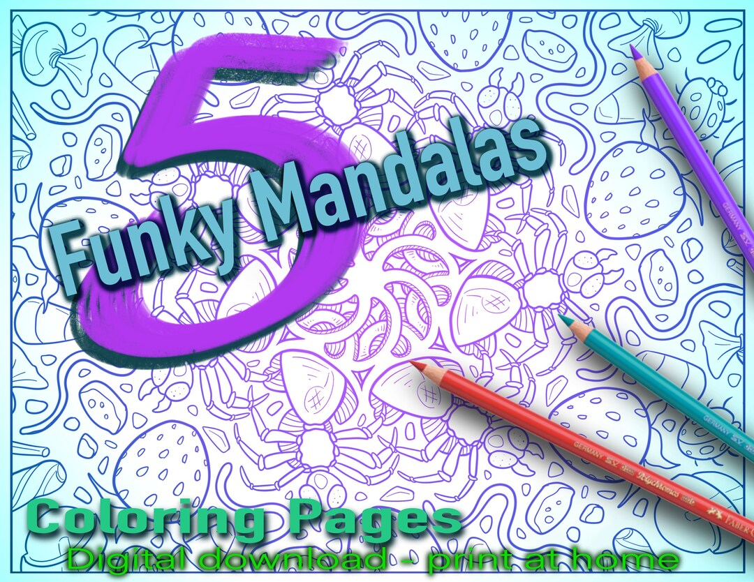 Funky Mandala Coloring Pages: Artsabillion Digital Download (PDF) - Etsy