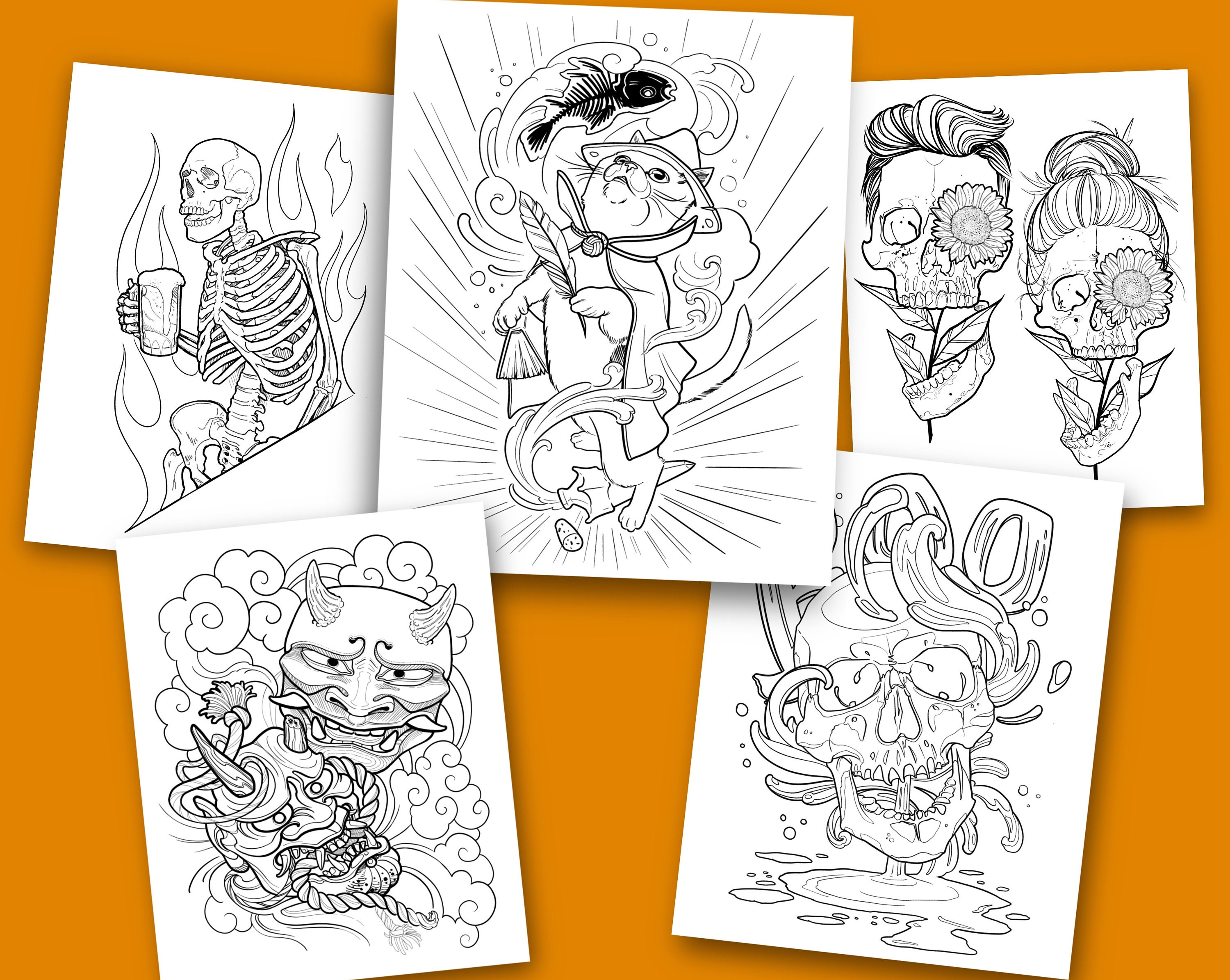 Halloween Coloring Printables - TEN Pages - Etsy