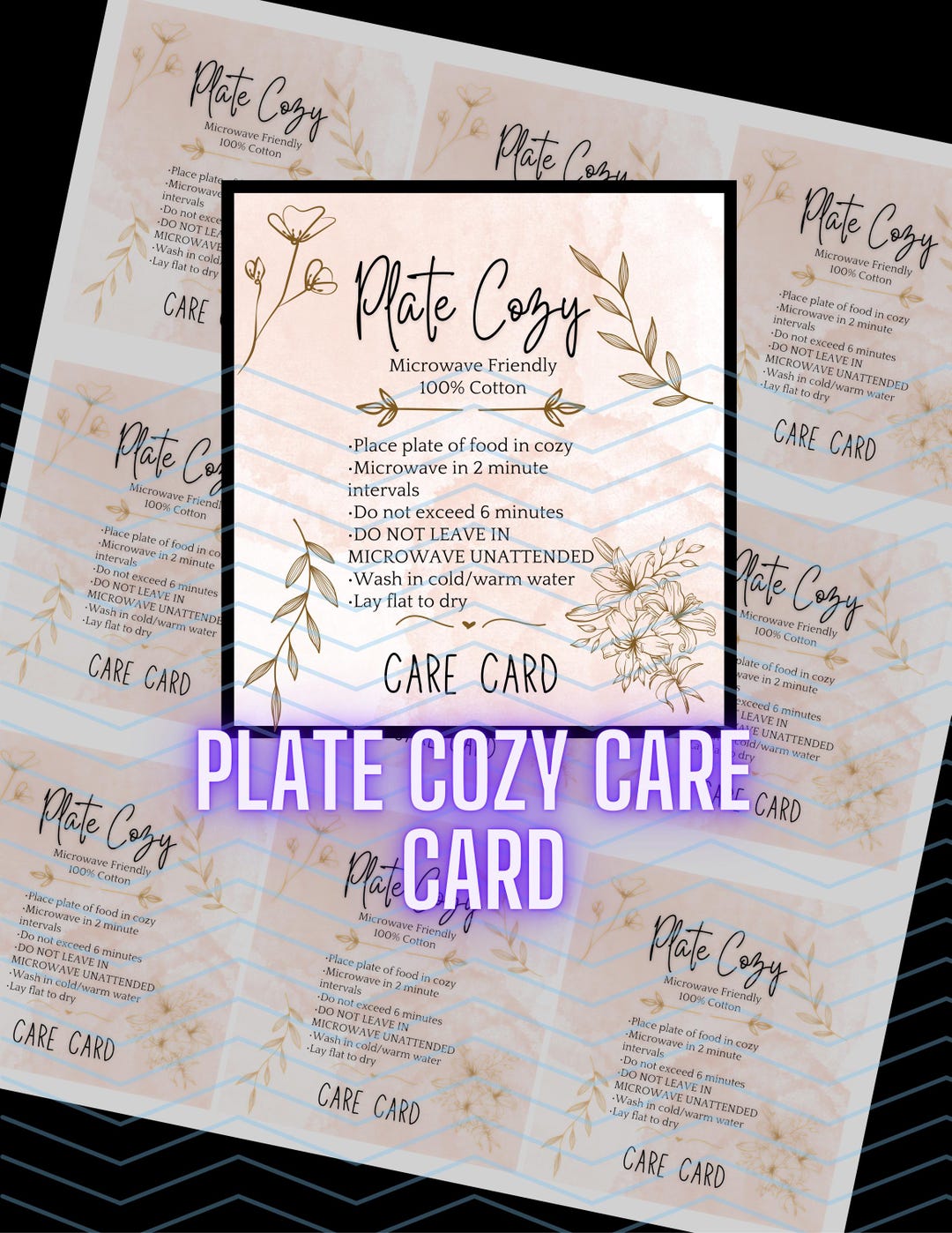 Microwave Plate Cozy Care Card | Printable Instructions (digital ...