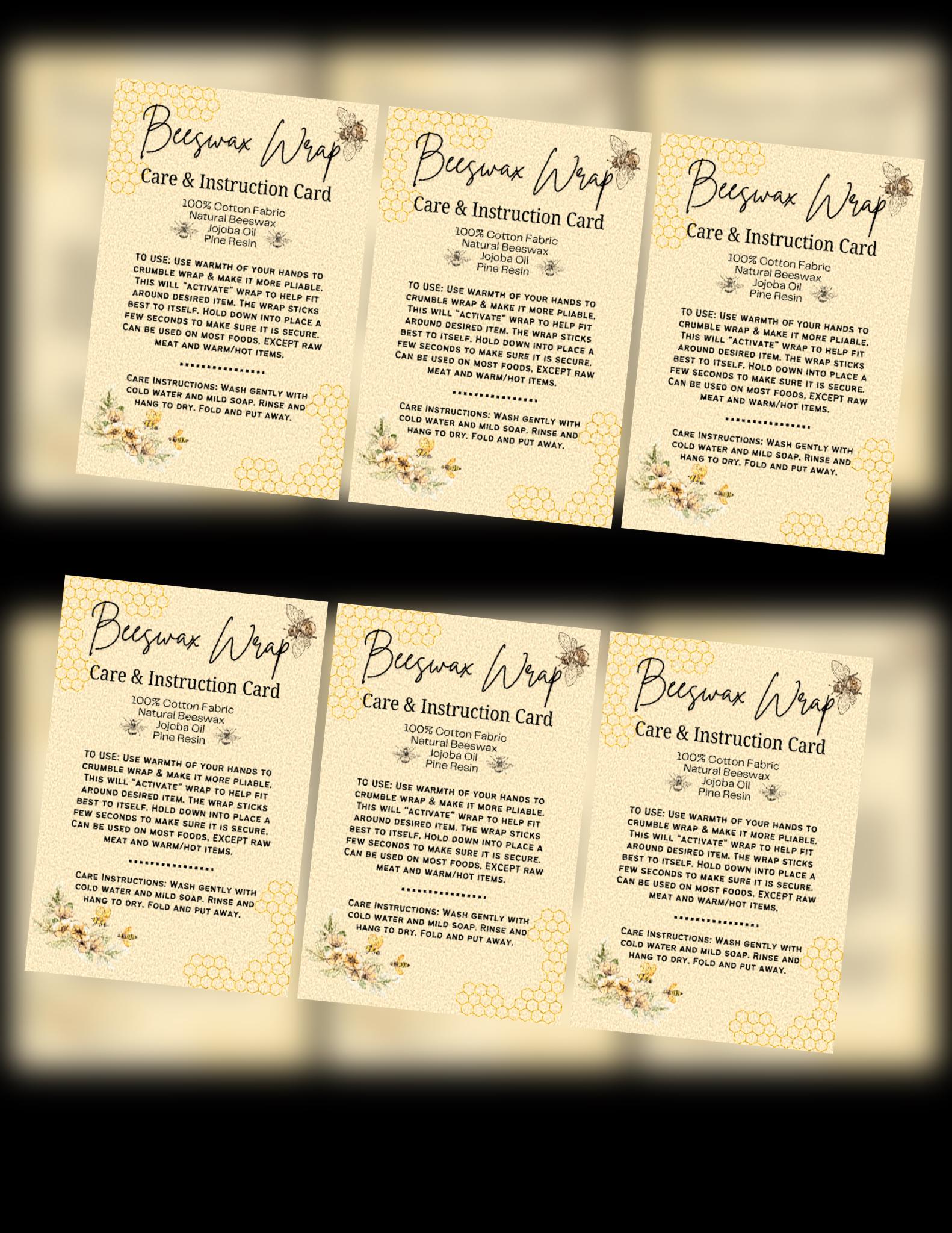 Printable Care Card for Beeswax Wraps | Reusable Beeswax Wrap Care and ...
