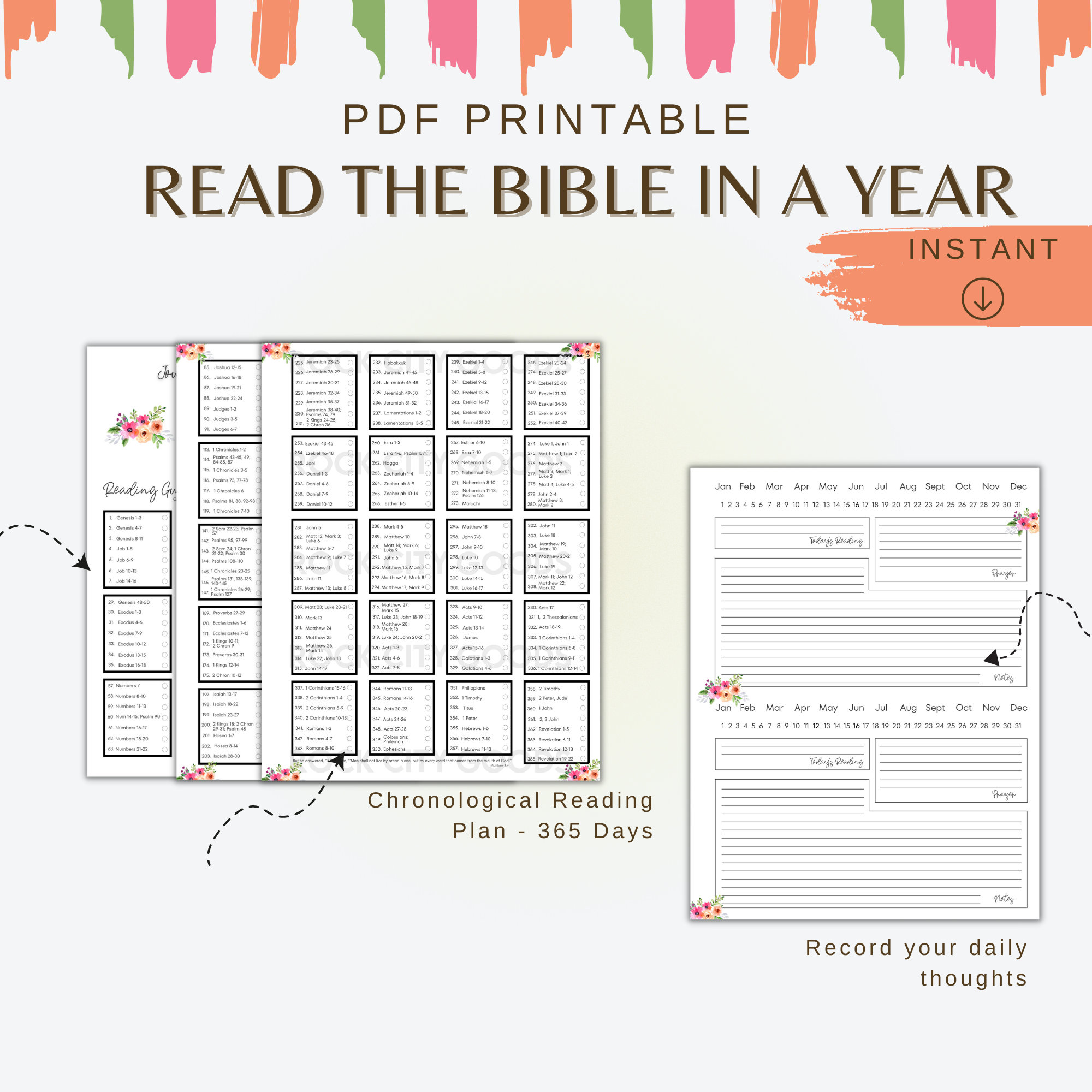 Chronological Bible Plan, Printable Daily Bible Study, Bible Reading ...