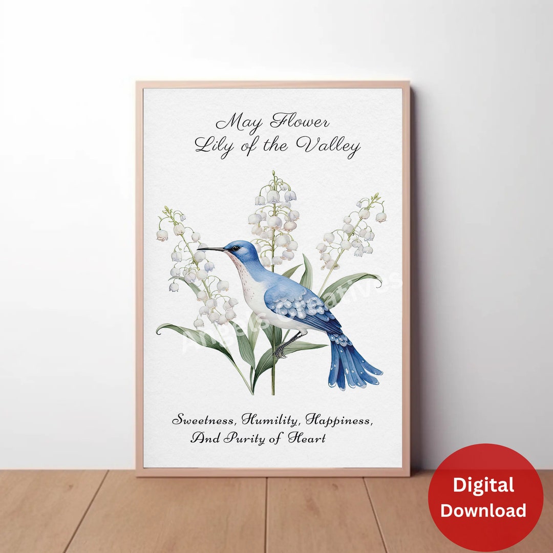 May Birth Month Flower Digital Wall Art Stunning Lily of the Valley ...