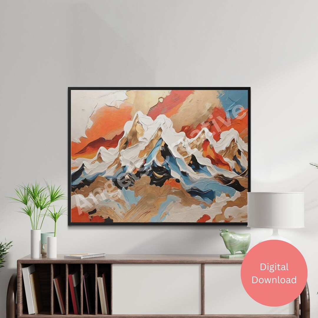 Alpine Abstract Watercolor AI Art Painting Digital Download Nature ...