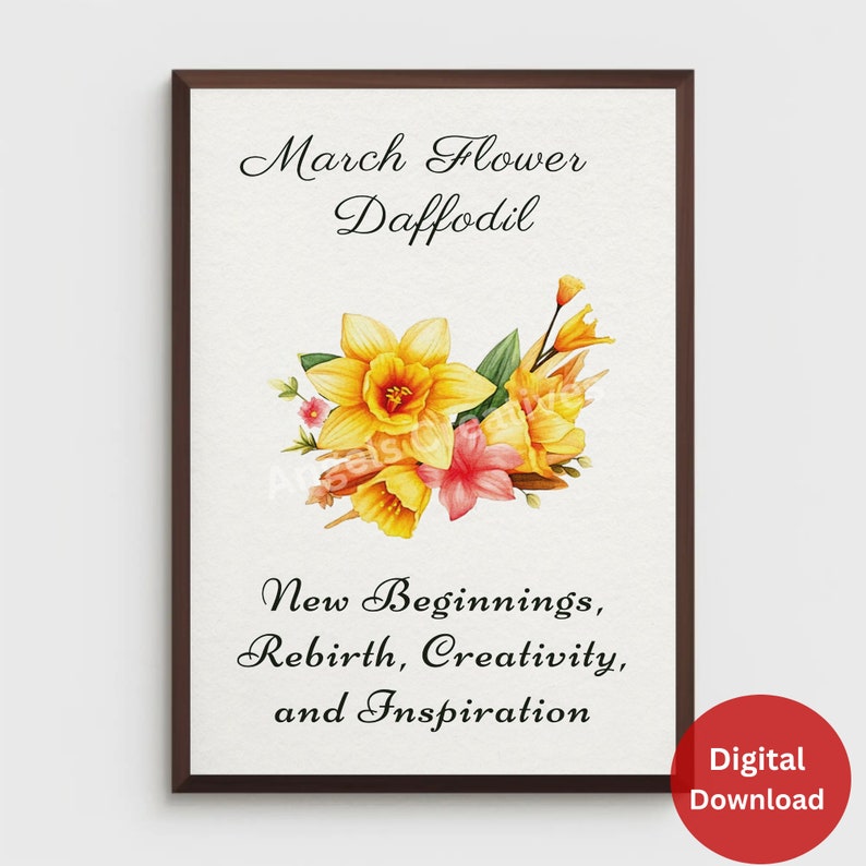 March Birth Month Flower Digital Wall Art Stunning Daffodil ...