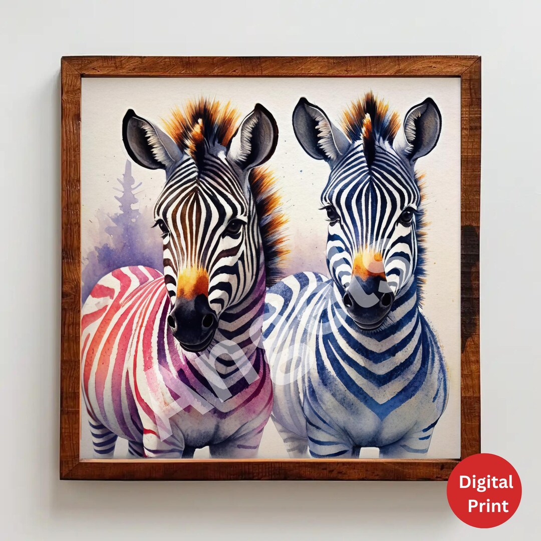 Pointillism Watercolor Zebra Art Print, Colorful Zebra Wall Art, Modern ...