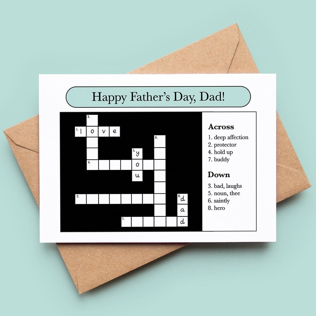 Carte de fête des pères de mots croisés, carte de mots croisés amusante ...