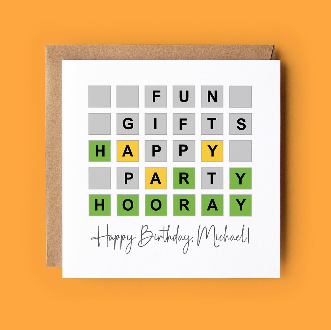 Wordle-inspired Birthday Card Handmade Greeting Cards Wordle Game Fun ...