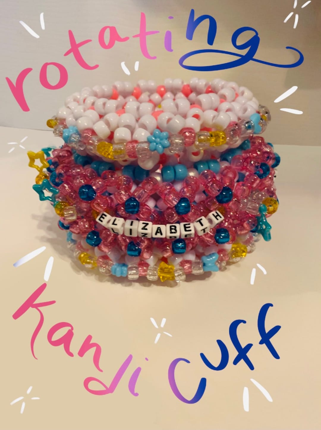 Rotating Kandi Cuff customizable - Etsy