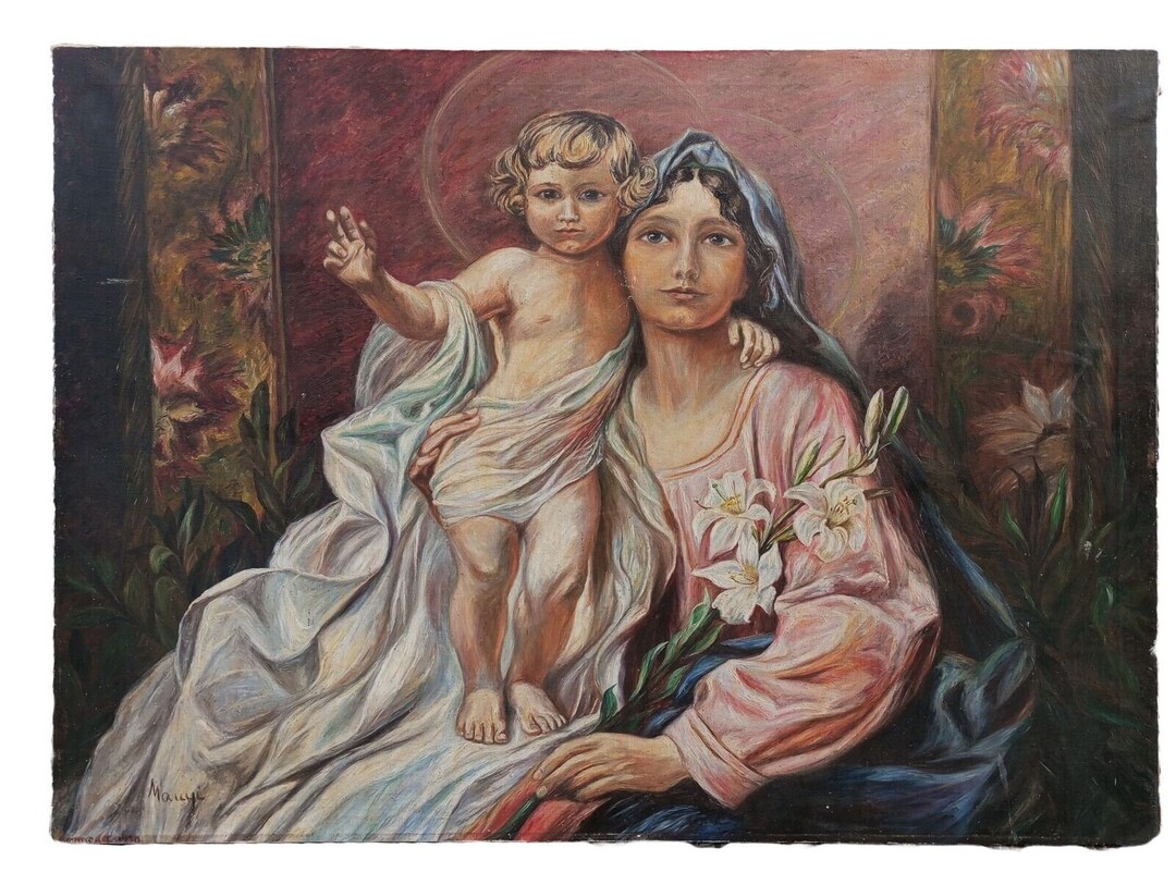 Painting Religious Holy Mother With Child - Etsy