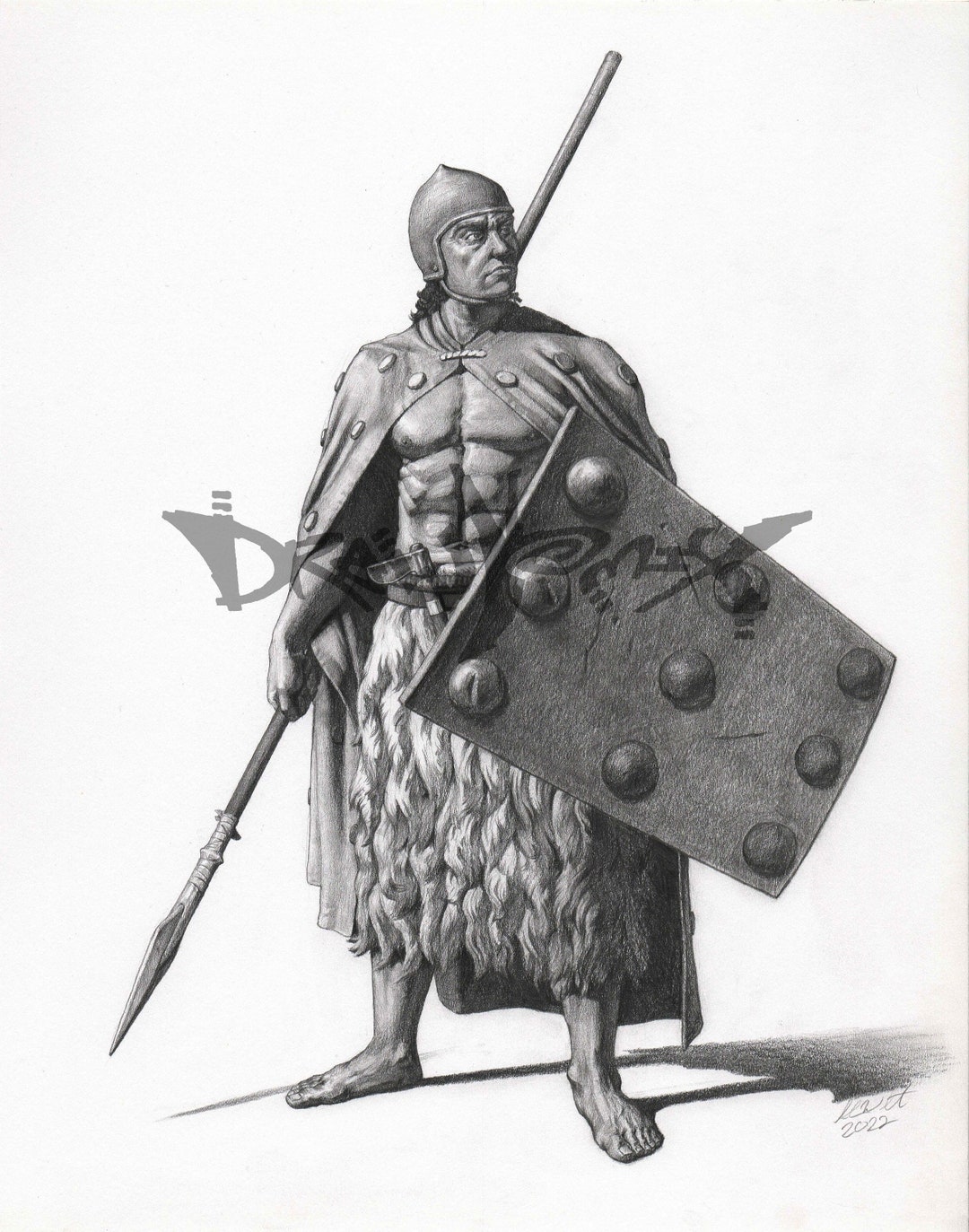 SUMERIAN WARRIOR, Warrior Drawing, Historical Warriors, Drawing ...