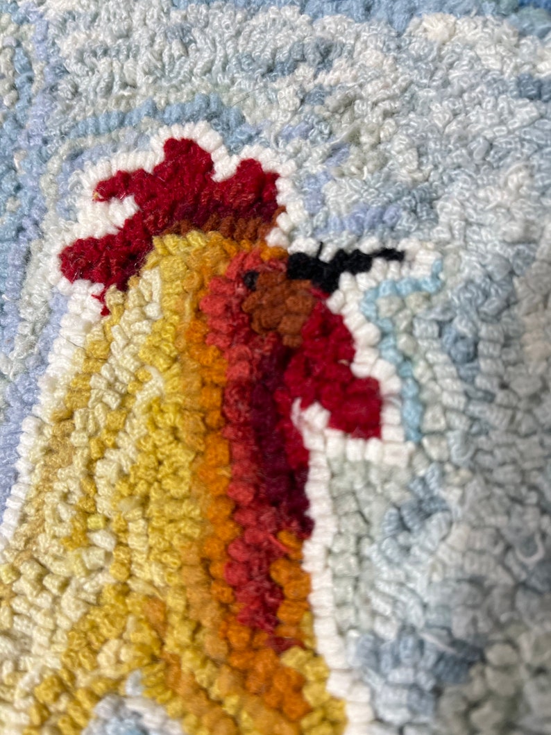 Primitive Hooked Rug, Rooster Decor, Tapestry, Wall Hanging, Rooster ...