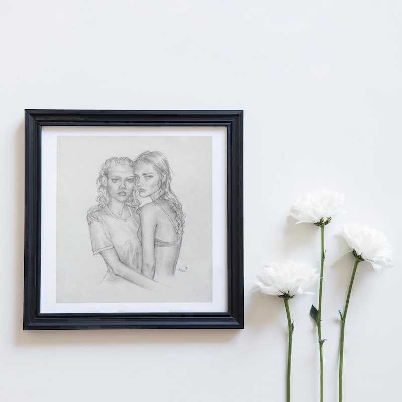 Lesbian Pencil Drawing - Etsy