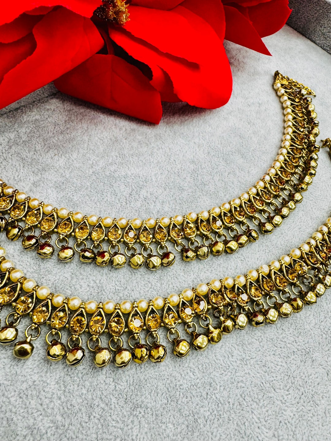 Polki Anklets Indian Payal Indian Wedding Jhanjhar Traditional Payal ...