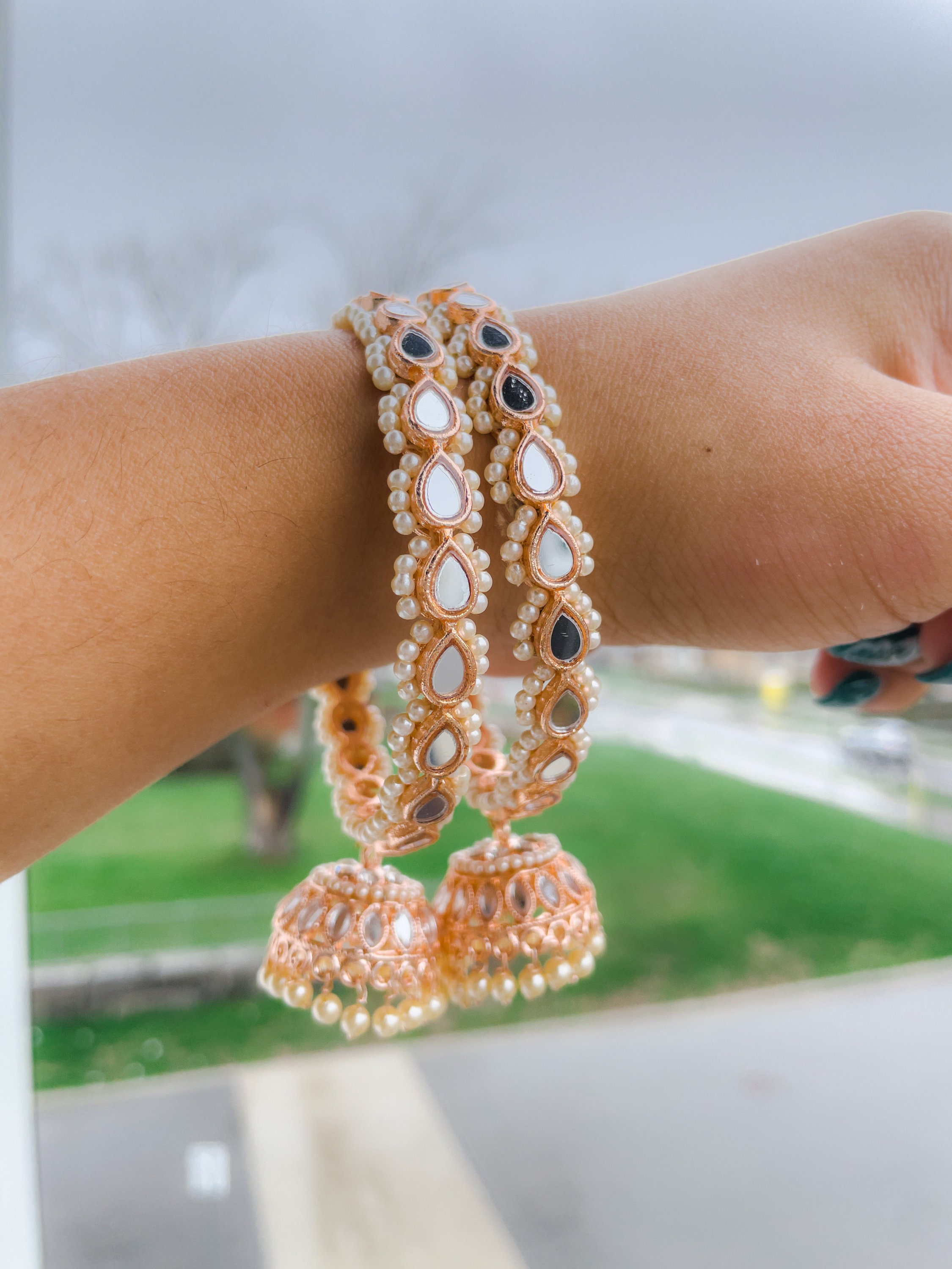 Mirror Kadas/ Indian Bangles/indian Kada/ Gold Kada/ Kundan Kada ...