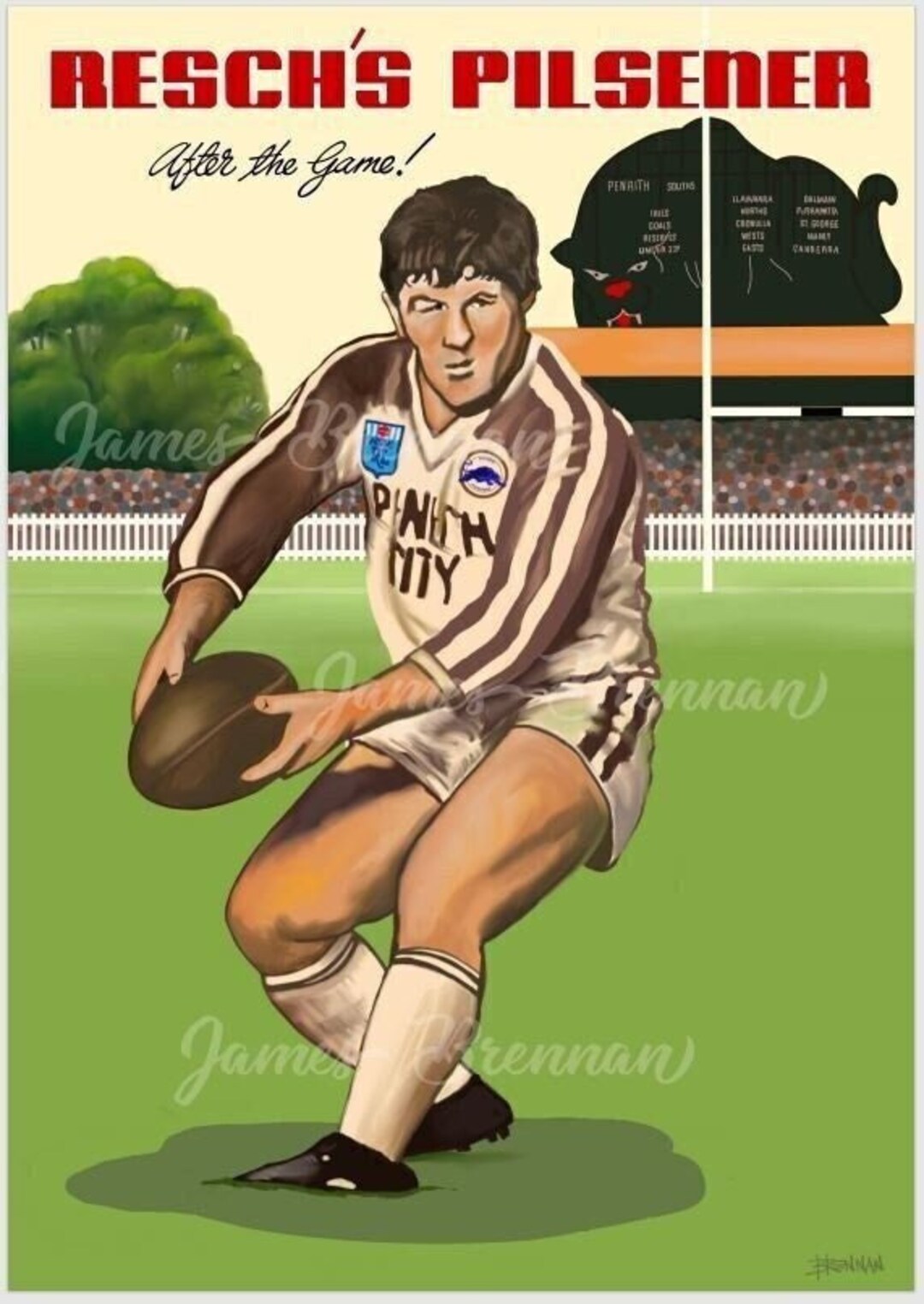 Royce Simmons, Penrith Panthers, NRL, Pub Sign, Resch's Beer Poster - 3 ...