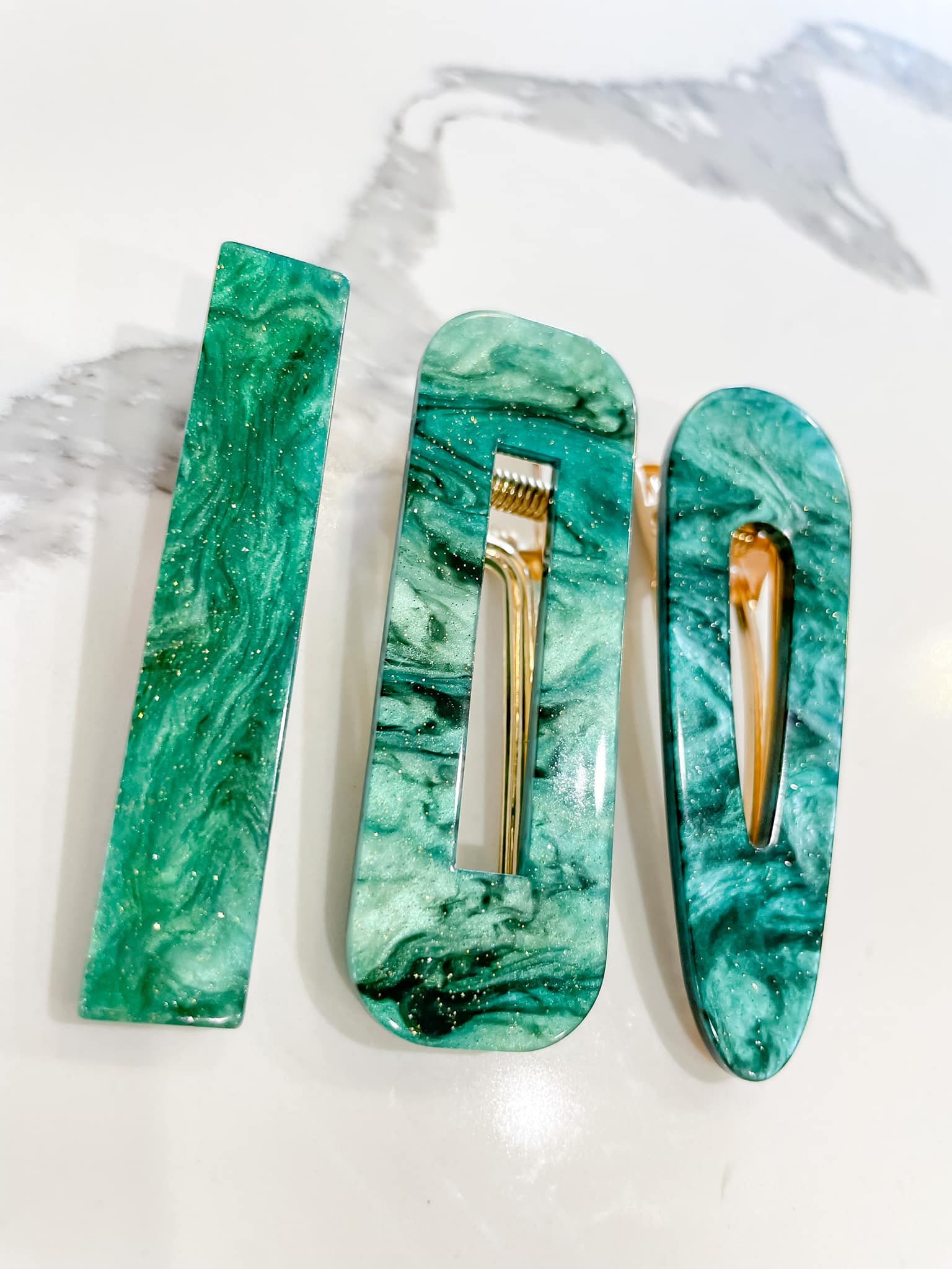 Emerald Green Hair Clip, Vintage Hair Clip, Alligator Clip, Bang Clip ...