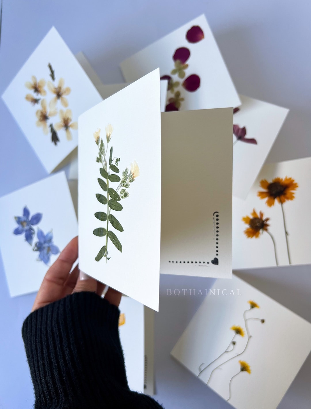 Botanical Cards - Pressed Flowers - Real Flowers, Dried - Handmade ...