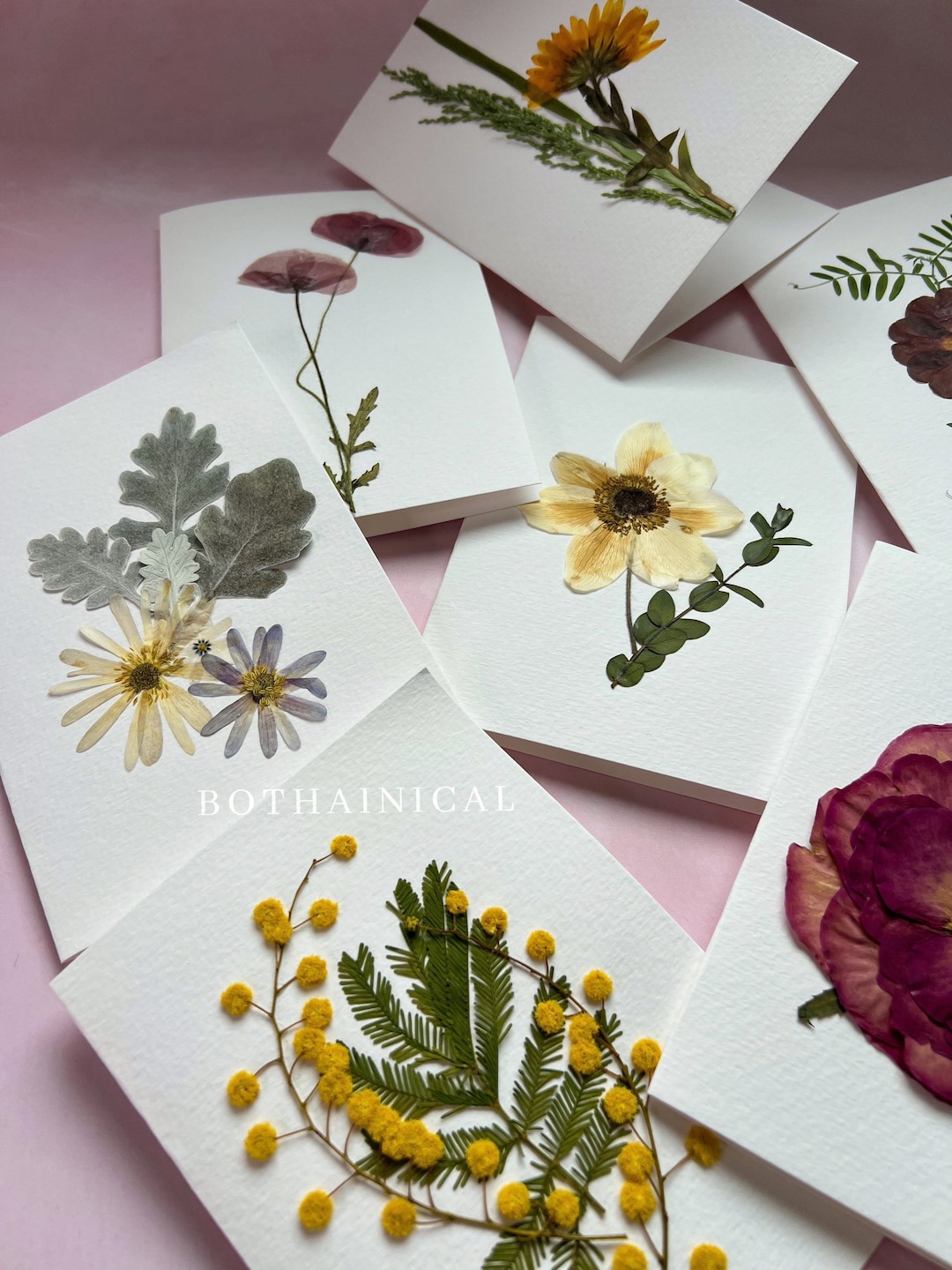 Botanical Card - Pressed Flowers - Real Flowers, Dried - Handmade ...