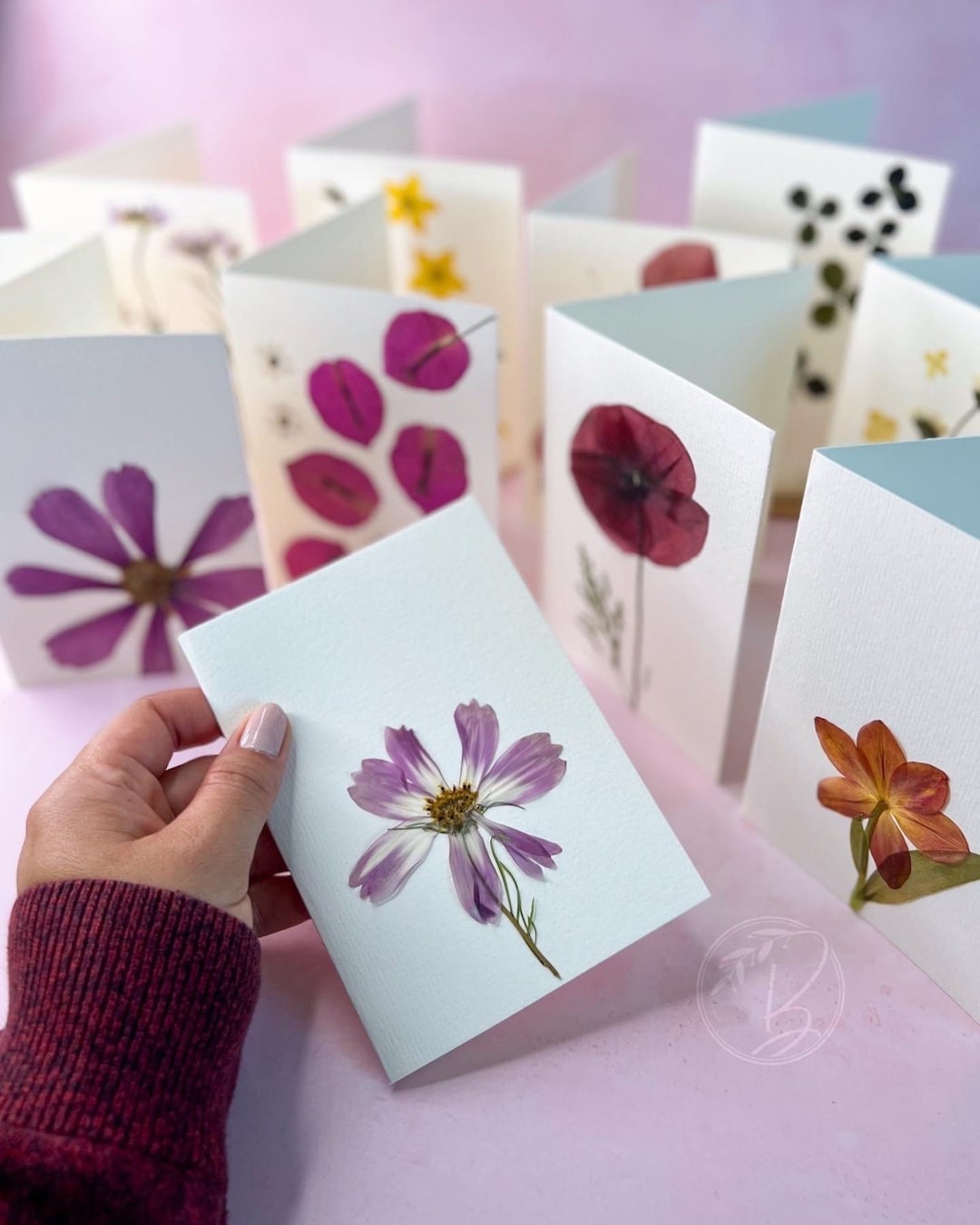 Botanical Card - Pressed Flowers - Real Flowers, Dried - Handmade ...