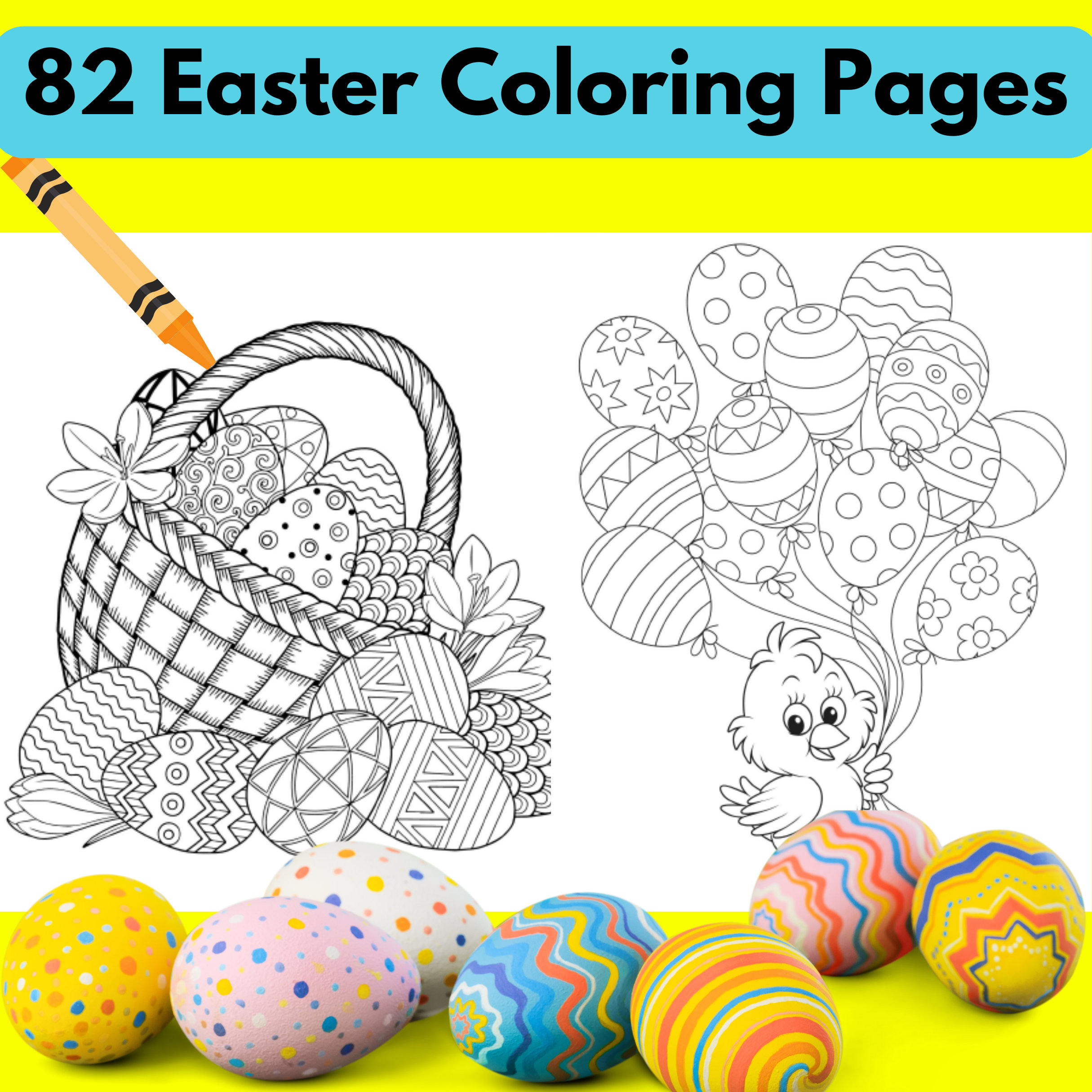 EASTER Coloring Book WITH 2 Covers 82 Coloring Pages Classroom Activity ...