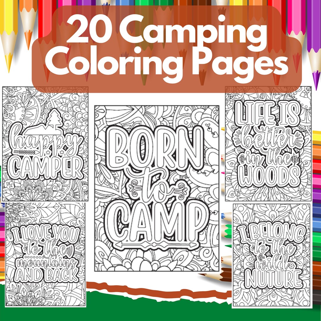 20 Camping Themed Coloring Pages | PDF Instant Download - Etsy