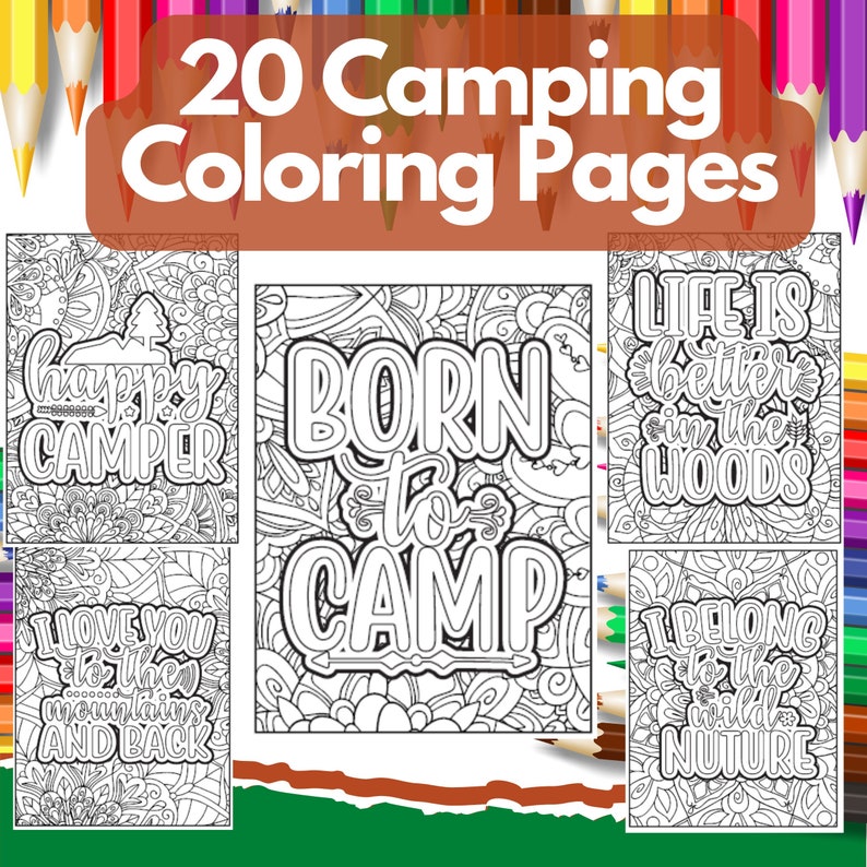 20 Camping Themed Coloring Pages | PDF Instant Download - Etsy