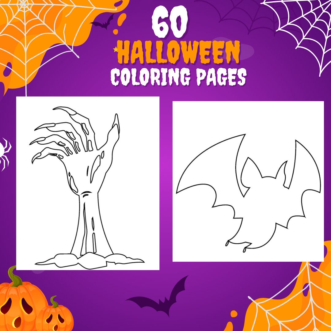 Halloween Coloring Pages 60 Coloring Pages Party Activity - Etsy