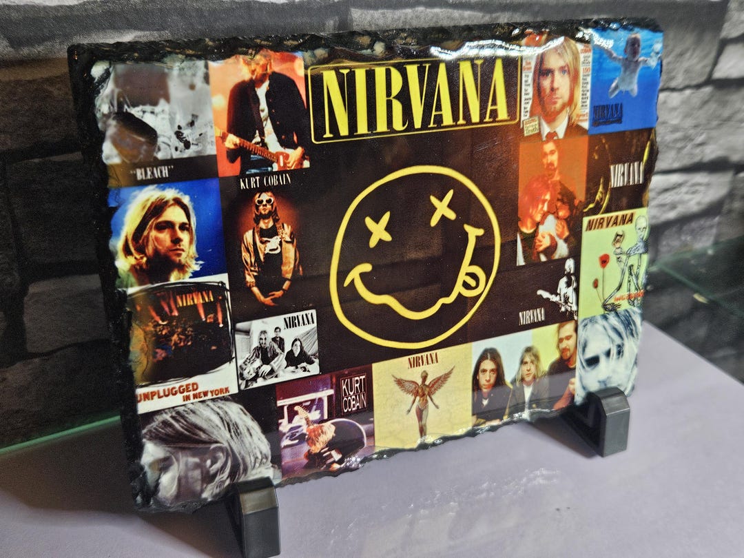 Nirvana Photo Slate 14cm X 19cm Rock Slate, Nirvana, Kurt Cobain ...