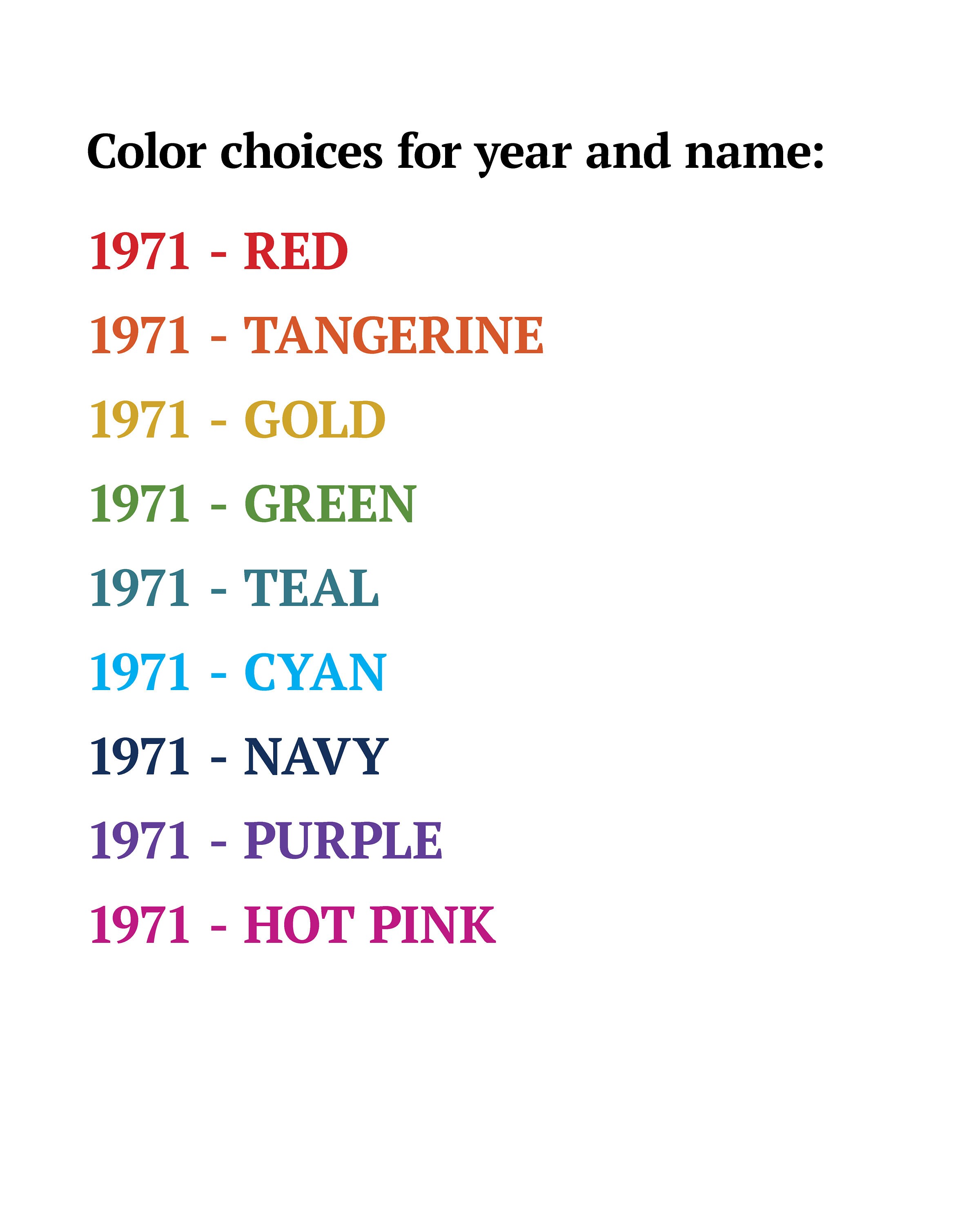 Year You Were Born 1971 Digital Poster - Etsy