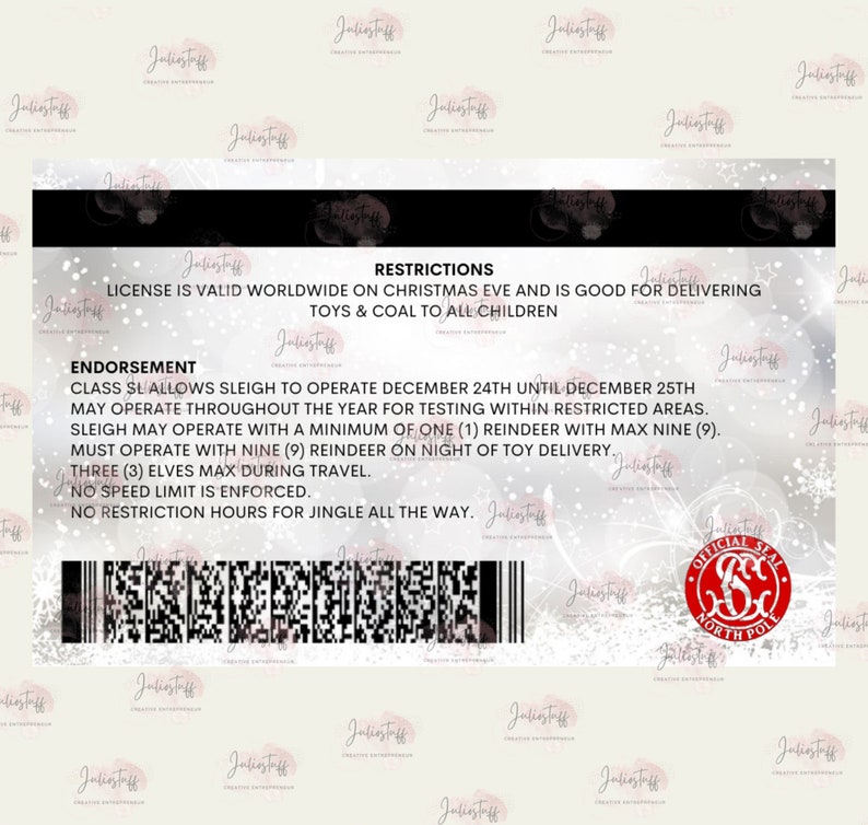 Santa Claus Driver License PNG - Etsy