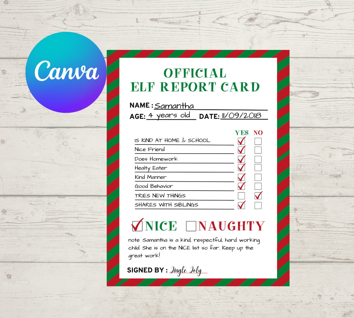 Editable Official Elf Report Printable - Etsy Canada