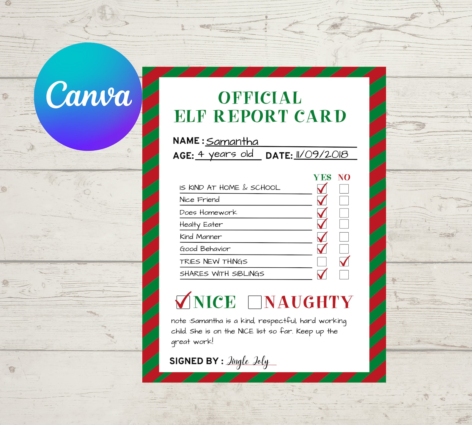 Editable Official Elf Report Printable - Etsy Canada