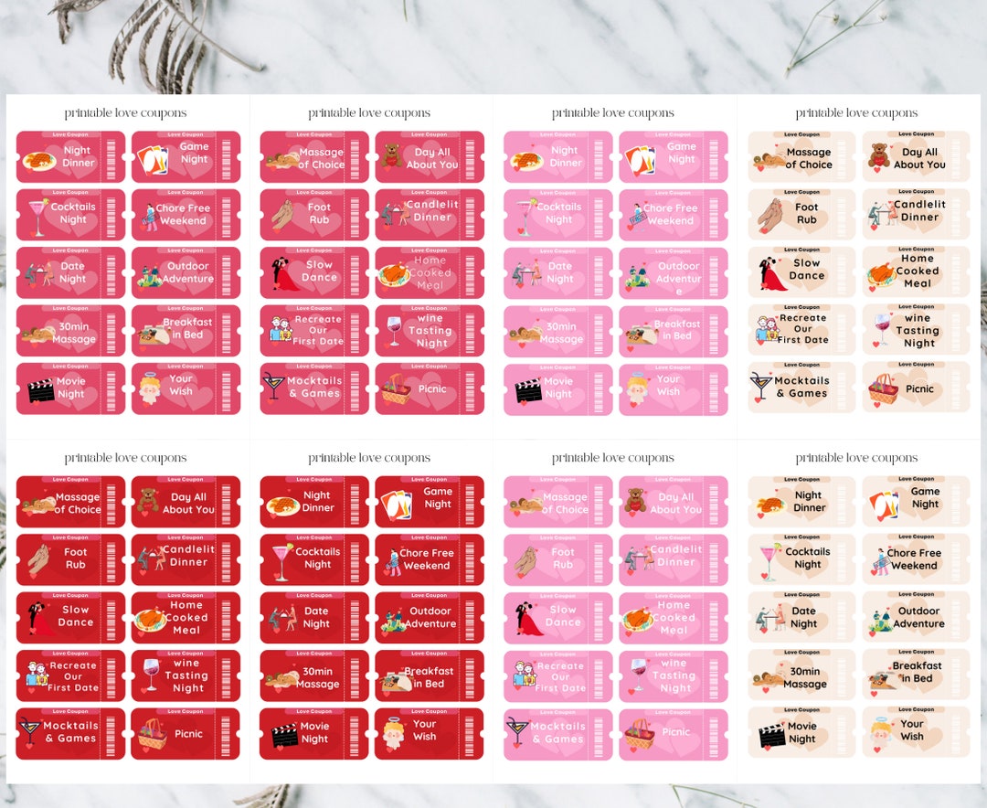 Printable Love Coupon Book | Valentine's Day, Anniversary Gift (canva ...