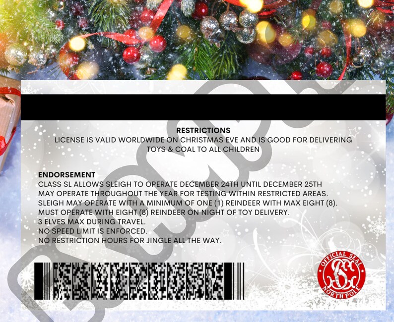 Editable SANTA LICENSE Id CANVA Template - Etsy