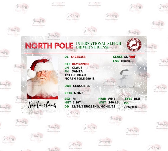 Santa Claus Driver License PNG - Etsy