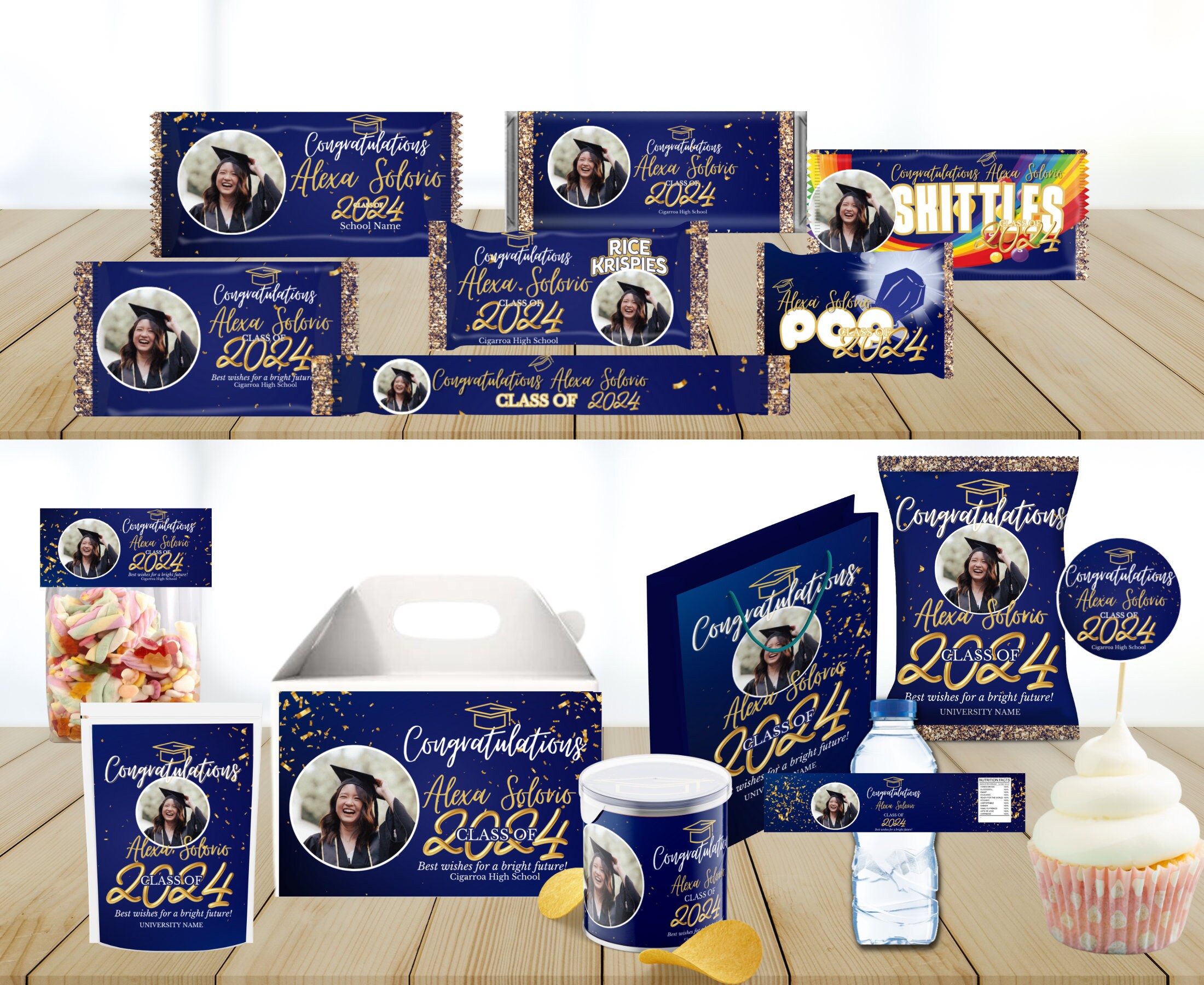 Editable Graduation Party Favor Bundle Canva Template Bundle,class of ...