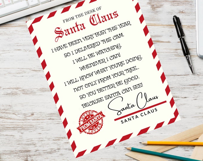 Printable Santa Cam Letter for Children, Unlimited Downloads - Etsy Canada