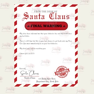 Santa Warning Letter, Final Warning Letter - Etsy UK