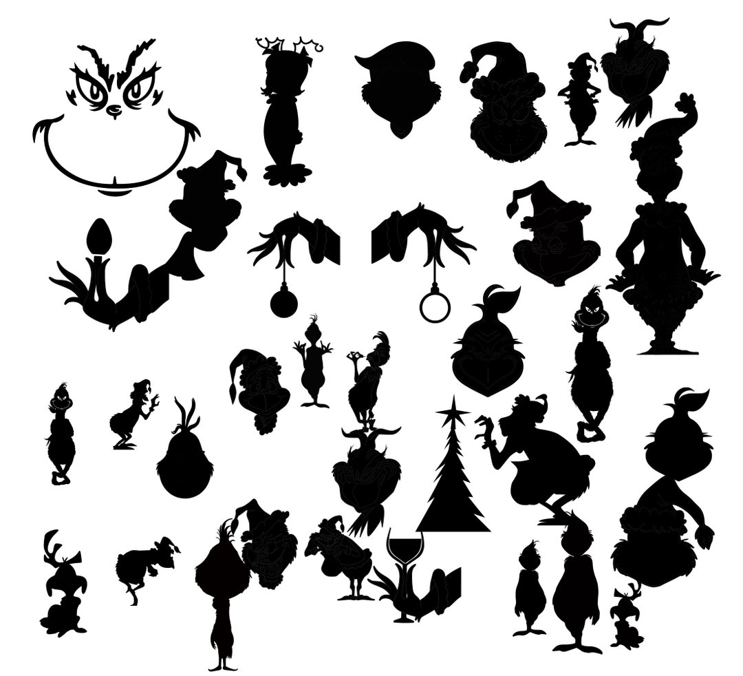 Grinch Silhouette Bundle SVG PNG Dxf Eps - Etsy