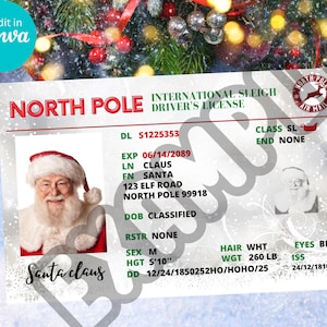 Editable SANTA LICENSE Id CANVA Template - Etsy